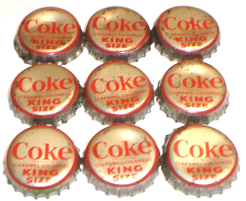 Vintage Lot 9 Coke King Size Cork Lined Soda Bottle Caps Coca-Cola ...