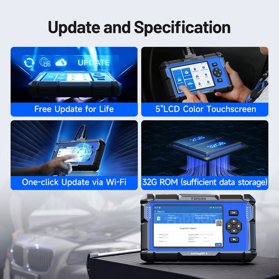 TOPDON ArtiDiag 600S OBD2 Scanner ABS SRS Engine AT Diagnostic Tool EPB ...