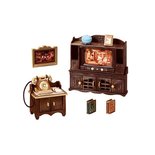Sylvanian Families Calico Critters Furniture Classic Brown TV & Phone ...
