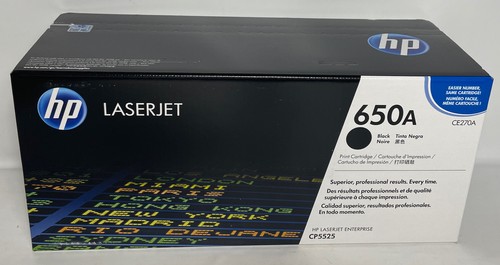 New Genuine HP 650A Black Toner Print Cartridge CE270A - Factory Sealed ...