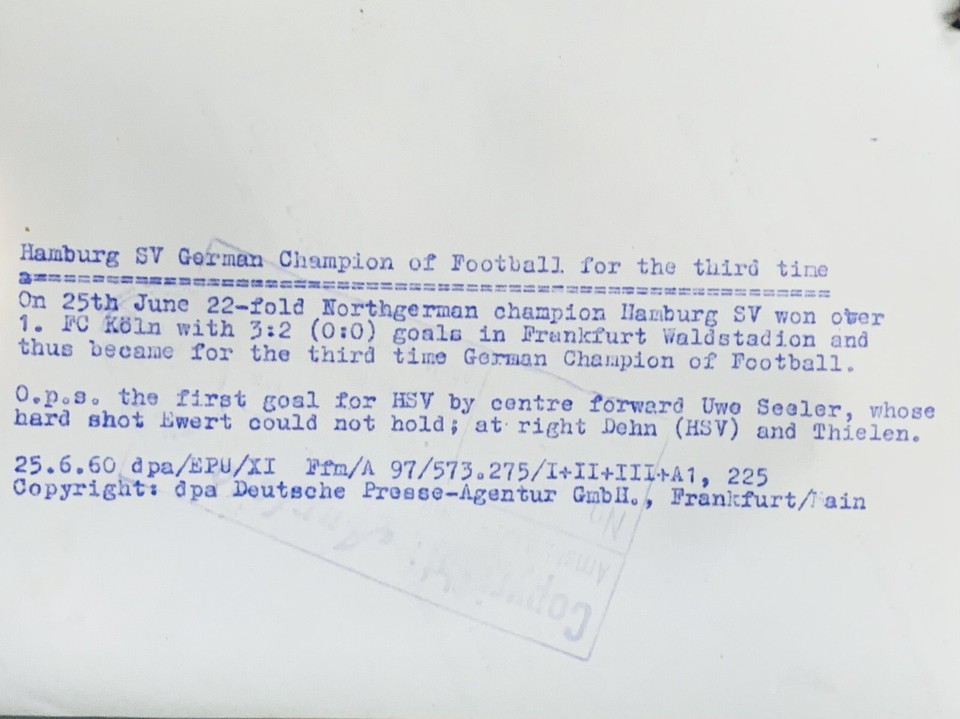 UWE SEELER Original Press Photo Football Hamburg SV v FC Köln 26/06 ...