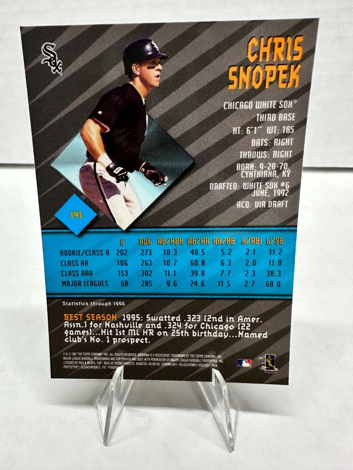 1997 Bowman's Best Card #141 Chris Snopek Chicago White Sox Baseball | eBay