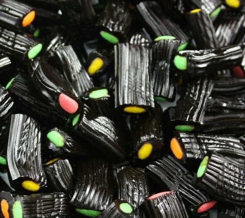 500g PRYDES LIQUORICE LICORICE FRUIT BITES RAINBOW NEON BLACK BULK ...