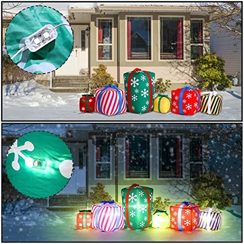 9 ft Long Christmas Giant Inflatable Gift Boxes with LED Lights Outdoor ...