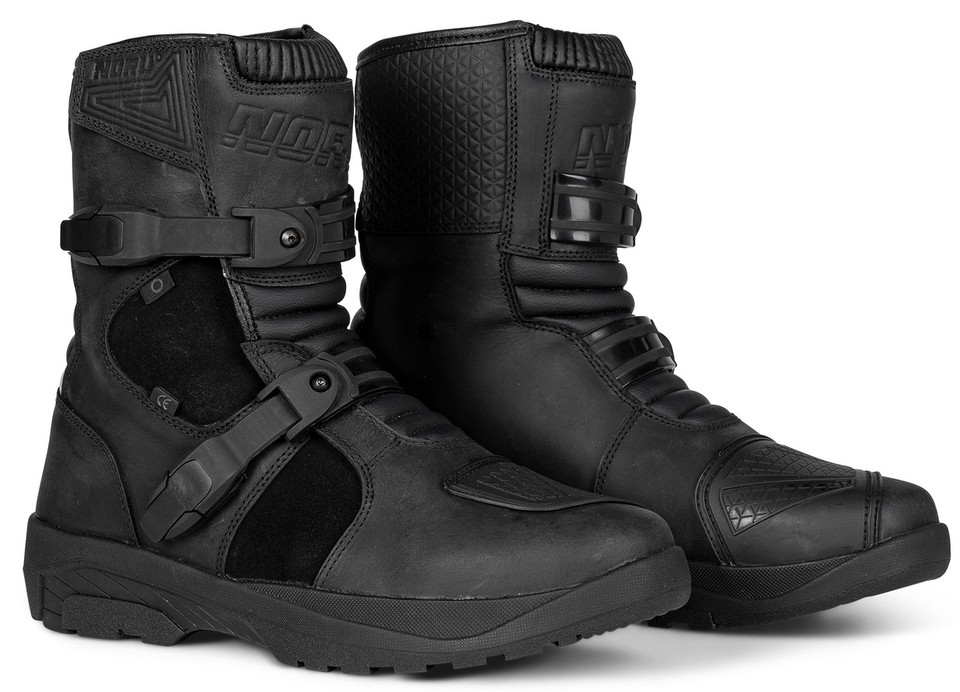 Noru Hakken Mens Leather Motorcycle Boots Black | eBay