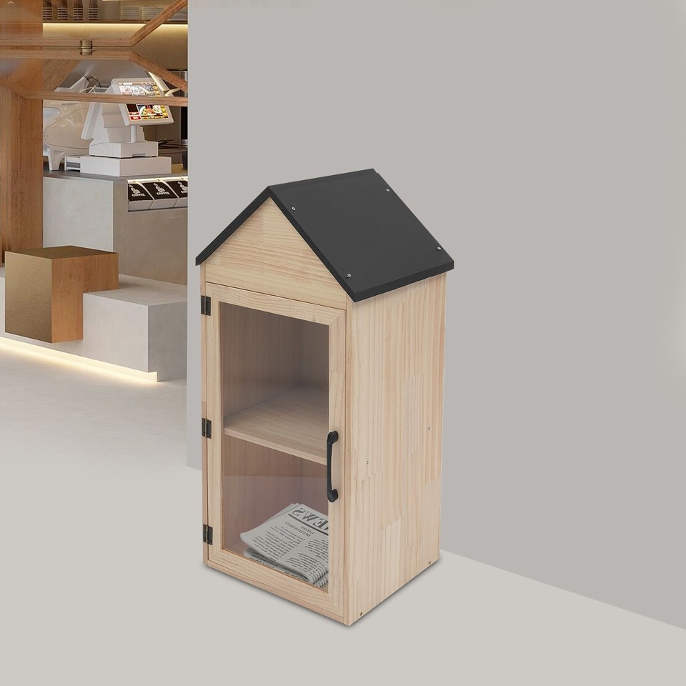 2-Tier Wooden Book Box Home Book Storage Box with Door 30in Height Book ...