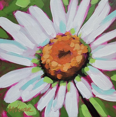 Mona Vivar original impressionist Daisy flower still life art painting ...