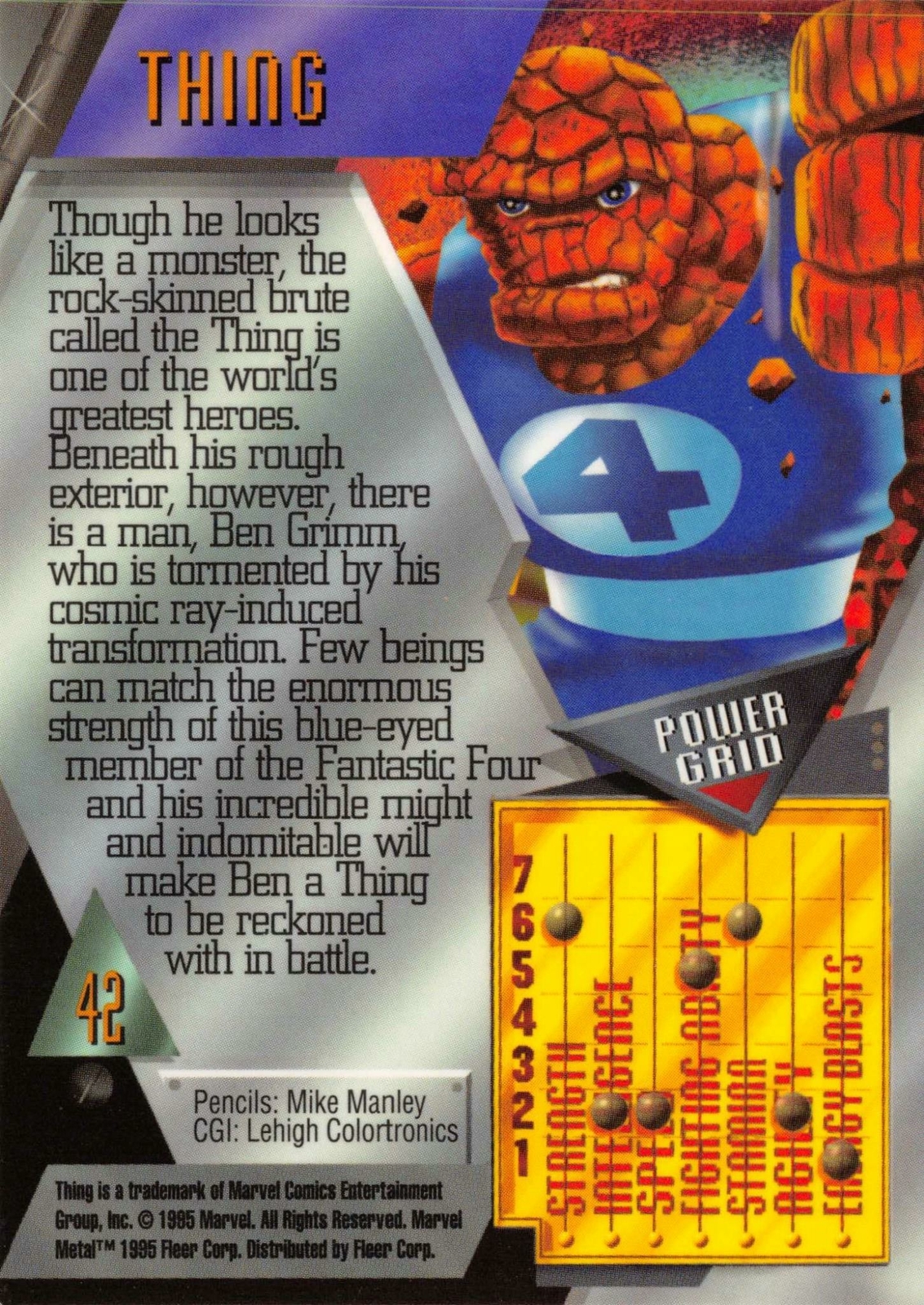 THING / Marvel Metal (1995 Fleer Corp.) BASE Trading Card #42 | eBay