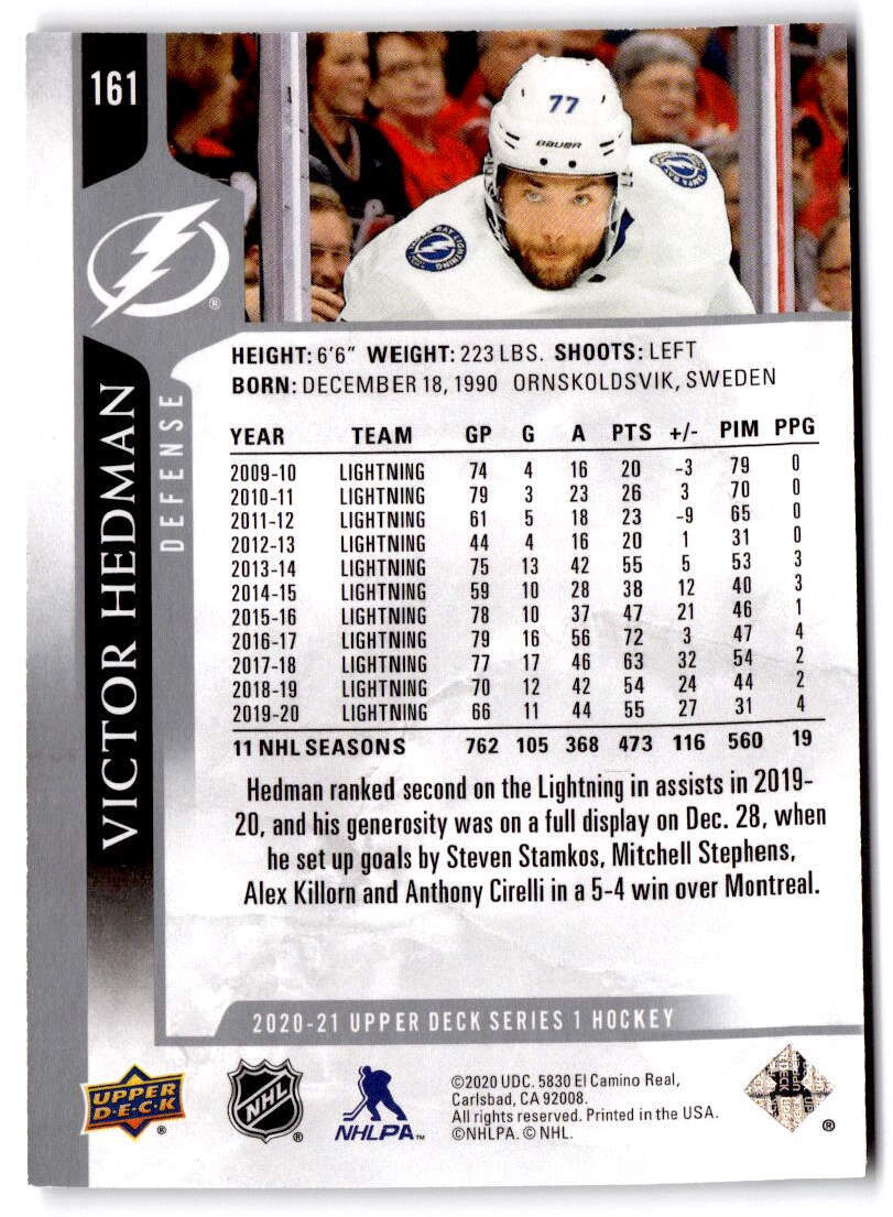 2020-21 Upper Deck - #161 Victor Hedman for sale online | eBay