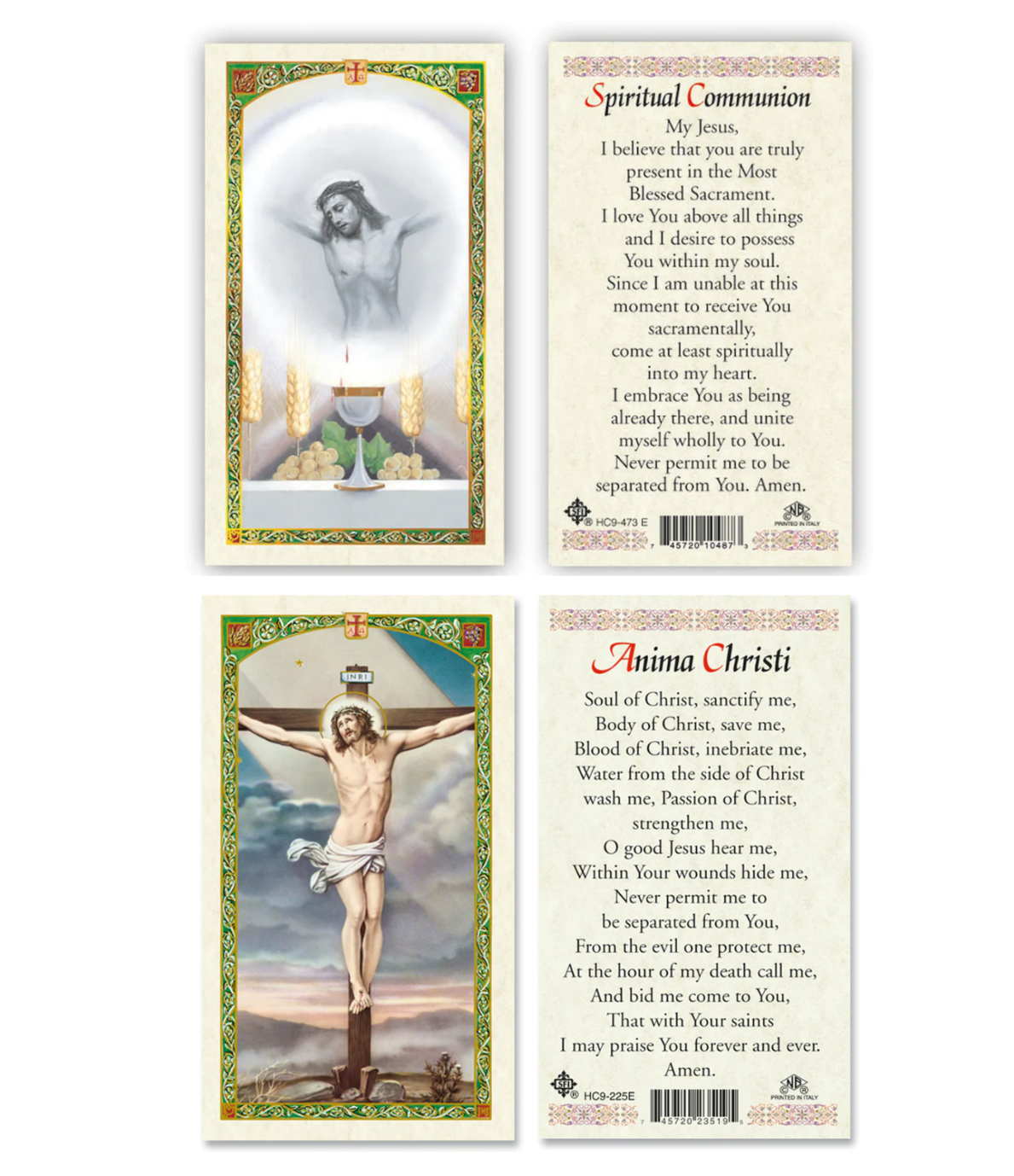 Laminated Spiritual Communion & Anima Christi Holy Prayer Card Set ...