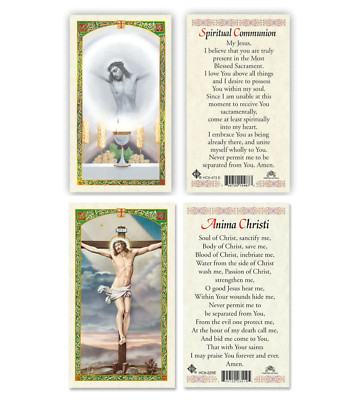 Laminated Spiritual Communion & Anima Christi Holy Prayer Card Set ...