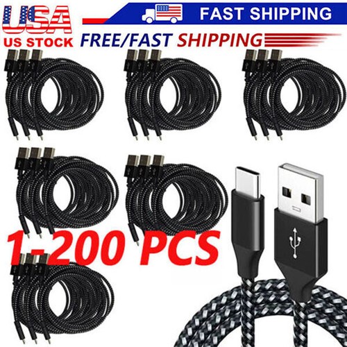 Lot USB-A to Type-C Fast Charging Data SYNC Charger Cable Cord 3/6FT ...