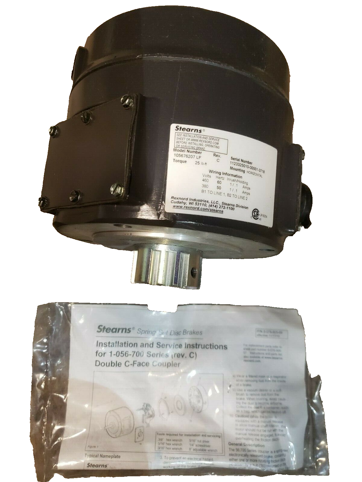 STEARNS 105676207 LF / 105676207LF REV. C BRAKE ASSY-STD, TORQUE 25 Lb ...