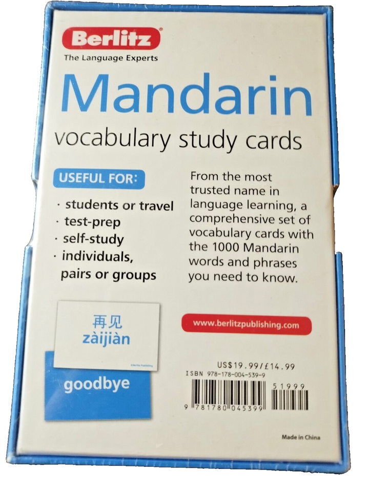 BERLITZ MANDARIN VOCABULARY STUDY CARDS (BRAND NEW) | eBay