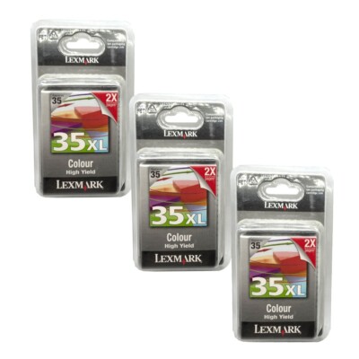 3x Original Lexmark Ink Cartridges 35XL for X2500 X3300 X3550 P630 P910 ...