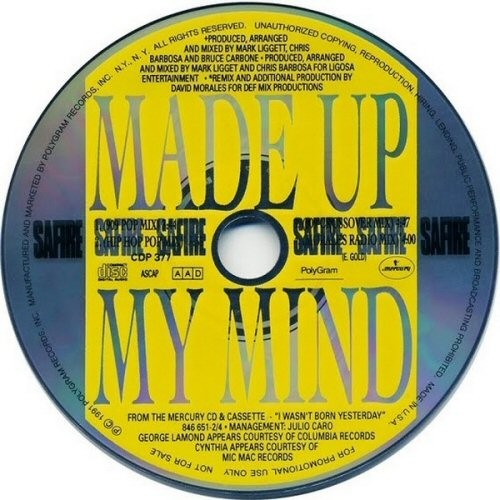 SAFIRE - MADE UP MY MIND W/ FOLD-OUT POSTER U.S. PROMO CD-SINGLE 1991 ...