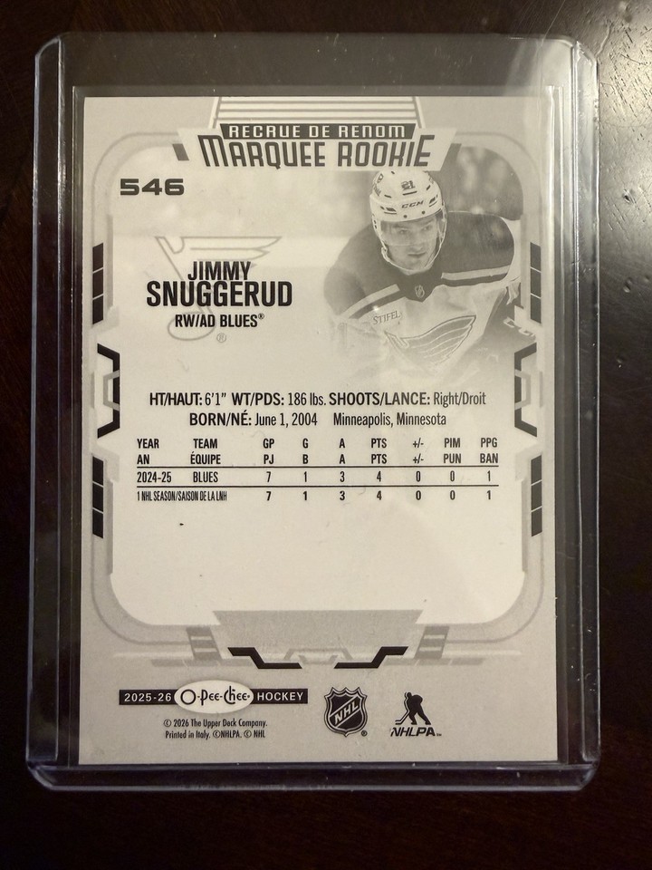 2025-26 Jimmy Snuggerud O-Pee-Chee OPC Black White Case Hit Marquee ...