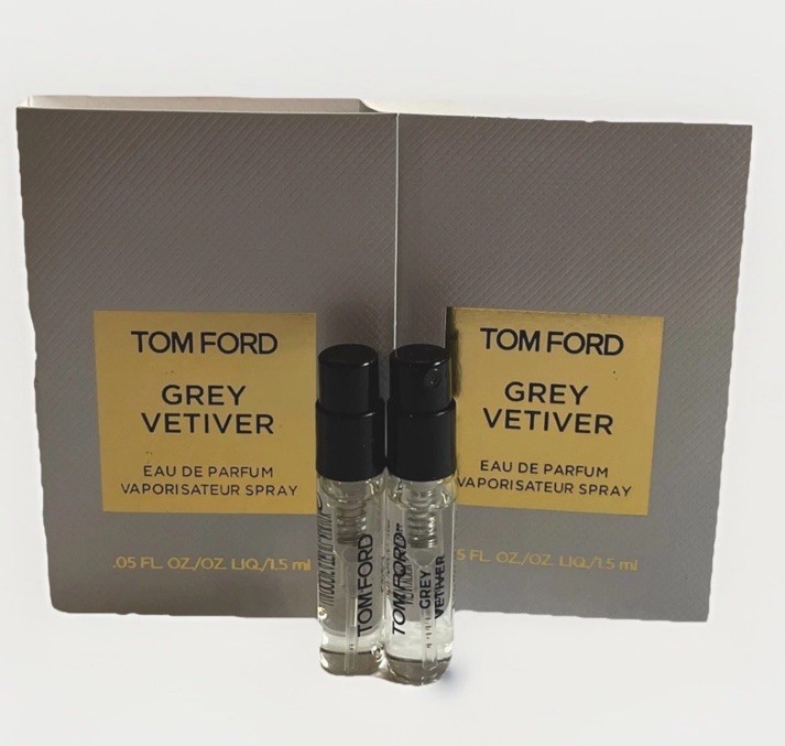 5 X Tom Ford Grey Vetiver Eau de Parfum Sample Vial Spray 1.5 ML carded ...