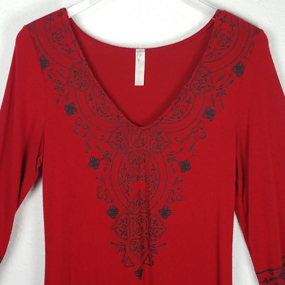 Rustic West Women's Dress Red L Western V-Neck | eBay