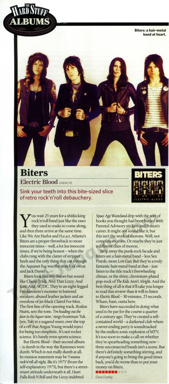 2015 Biters Band Electric Blood Promo Magazine PRINT ARTICLE Dave ...