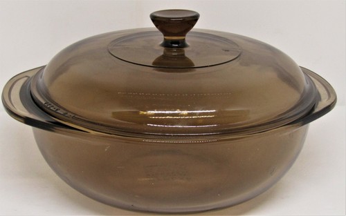 VINTAGE PYREX VISION WARE 023 AMBER BROWN COVERED CASSEROLE 1.5 L with ...