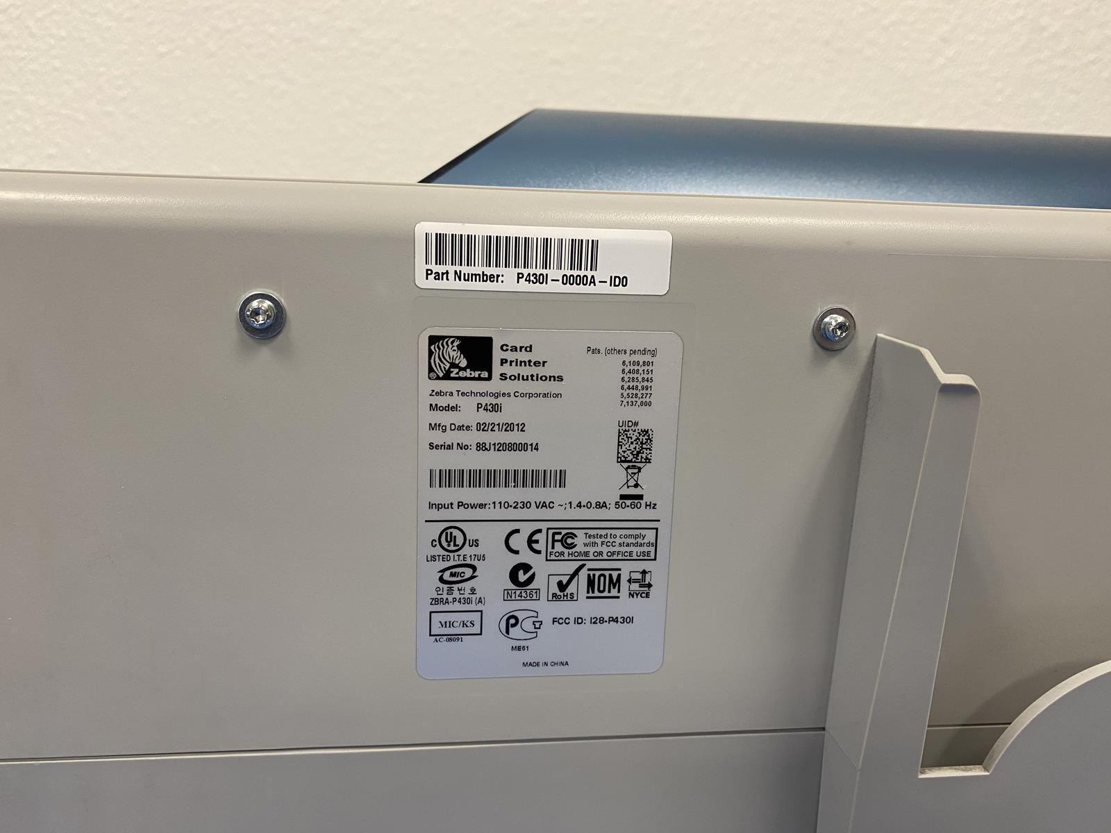 Zebra P430i ID Card Printer | Thermal | Color | USB 1.0/1.1 | 10 inches ...