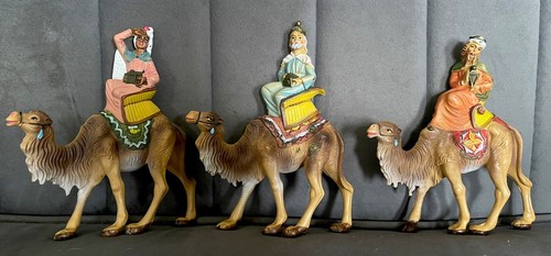 Vintage Fontanini Nativity 6 Inch Three Kings on Camels 3 Wise Men Magi ...