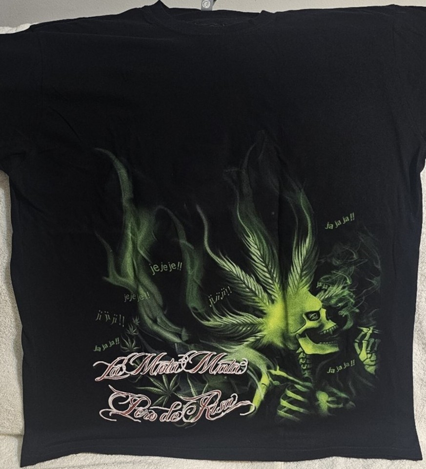SKELETON SMOKING BONG MARIJUANA LEAF LA MOTA MATA SKULL WEED T-SHIRT | eBay