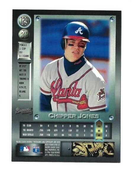 1996 Fleer Metal Universe #129 Chipper Jones Baseball Card Atlanta ...
