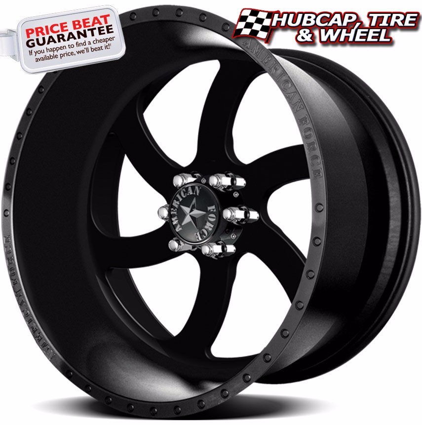 AMERICAN FORCE BLADE SS6 FLAT BLACK SOLID 24"x14 WHEELS RIMS 6 LUG (set ...