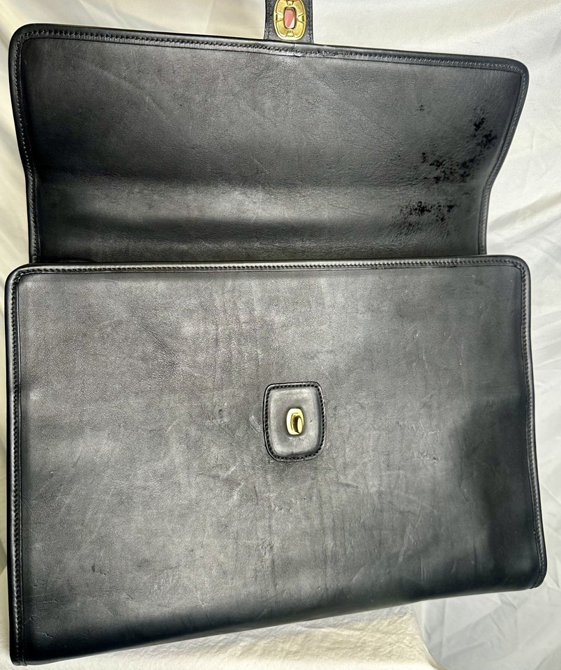 COACH Vintage Black Leather Portfolio Laptop Computer Work Bag ...