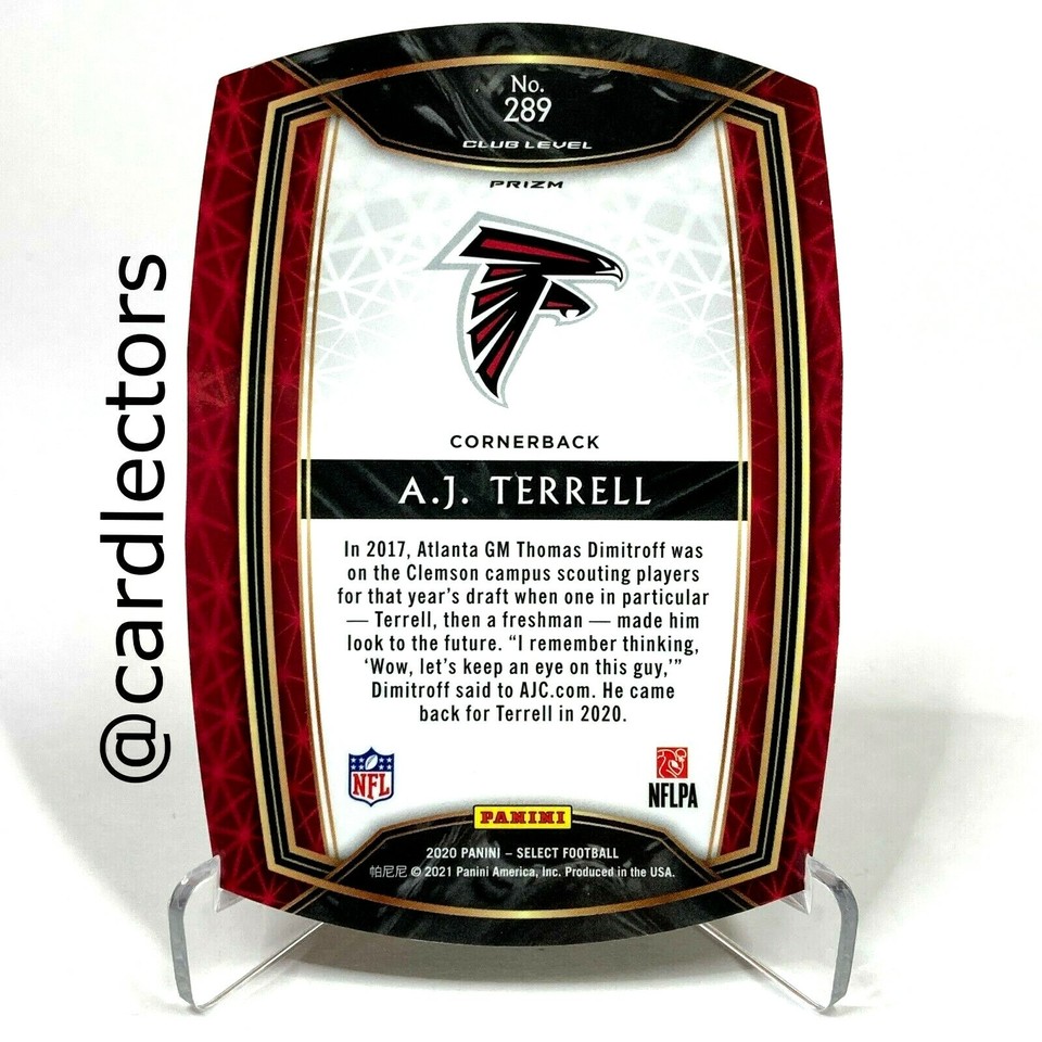2020 Panini Select A.J. TERRELL #289 Club Level Red PRIZM Die-Cut RC ...