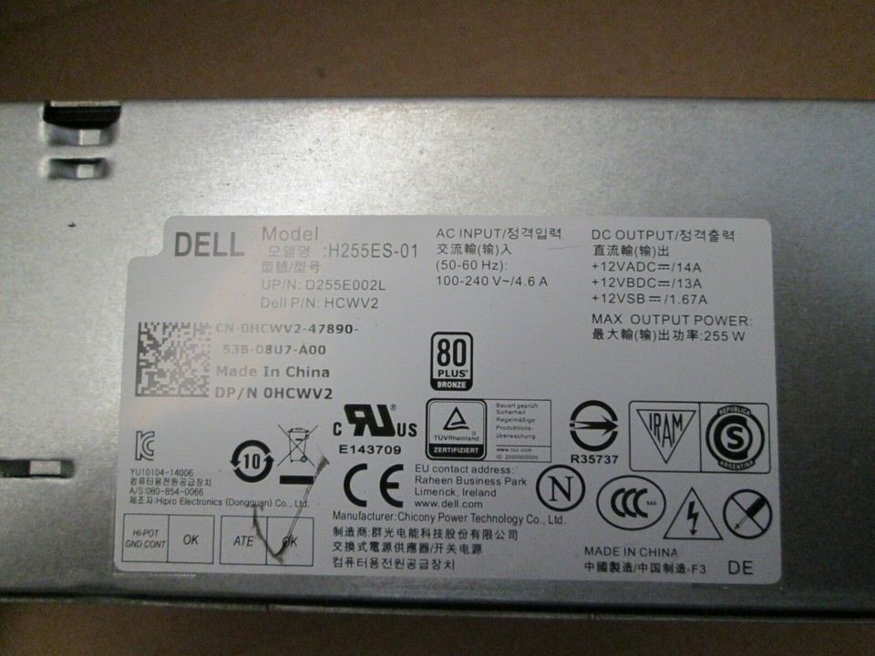 Dell Optiplex 3020 7020 9020 SFF Power Supply 255W H255ES-01 | eBay