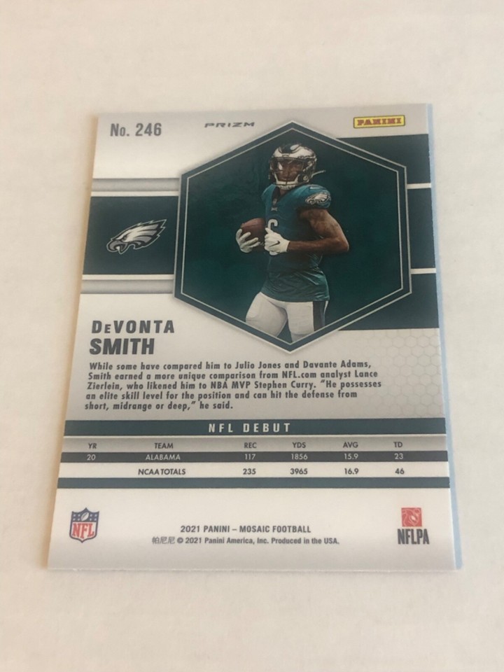 2021 Panini Mosaic NFL Debut Reactive Blue Prizm Devonta Smith 246 ...
