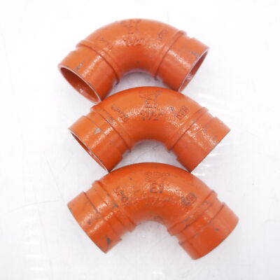 3 Pack SPF 1-1/2" Grooved Pipe Fitting E1 Orange | eBay