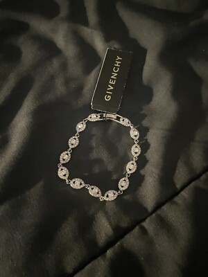 Givenchy Crystal Flex Silver Eye Chain Bracelet - 7.25" | eBay