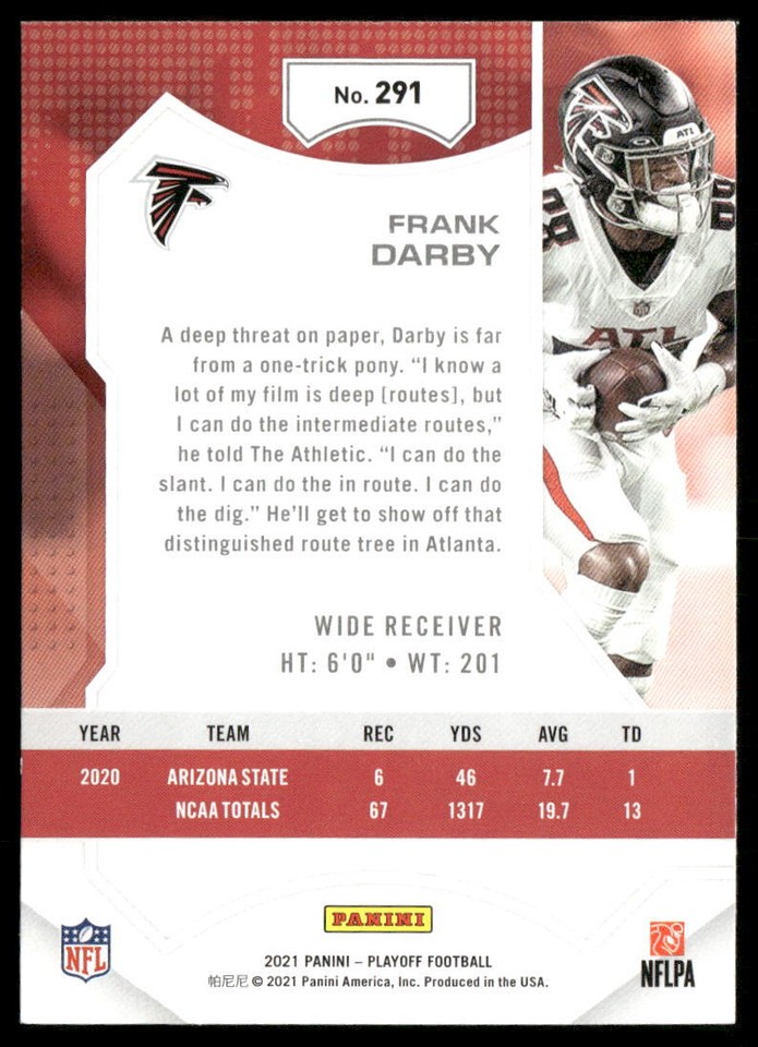Frank Darby 2021 Panini Playoff #291 Atlanta Falcons RC ARIZONA ST | eBay
