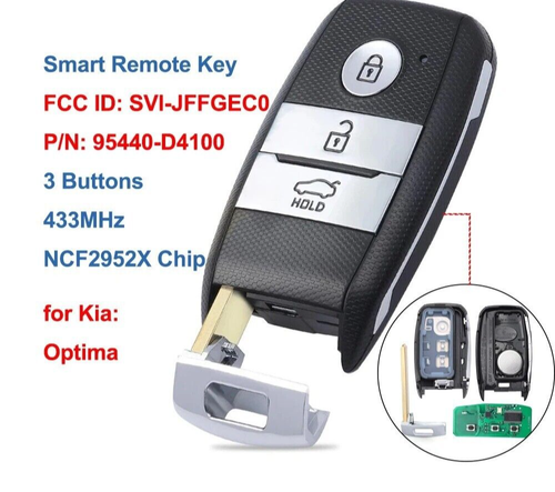 Smart Keyless Go Remote Key 3 Buttons 433MHz NCF2952X Chip for Kia ...
