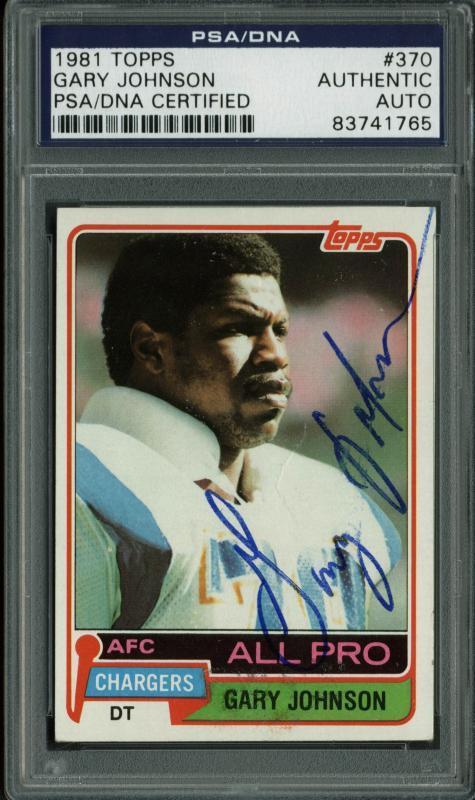 Chargers Gary Johnson Authentic Signed Card 1981 Topps #370 PSA/DNA ...