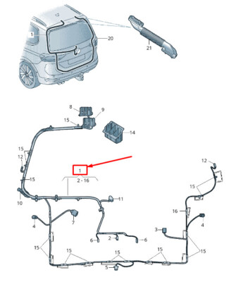 VW Touran 5T Tailgate Cable Set Rear Left LHD 5TB971147AE NEW Original ...
