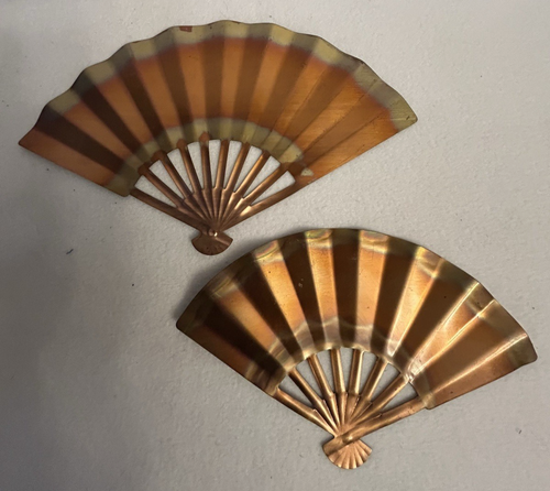 VTG MCM Fans Set Brass Copper Metal Wall Sculpture Art Lot Of 2 | eBay