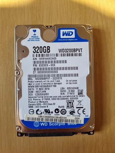 Western Digital BLUE 320GB SATA HDD 2.5" WD3200BPVT-22ZESTO HECTJHN ...