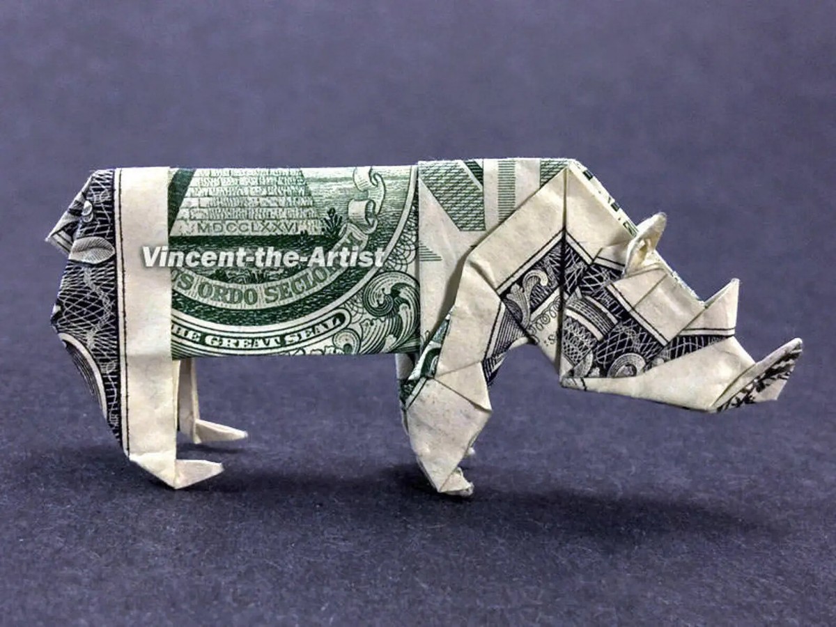 Dollar Bill Origami Rhino Rhinoceros Money Origami Origami Rhino