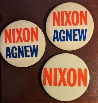 Vintage Official 4" NIXON AND NIXON/AGNEW Pinback Election Buttons | eBay