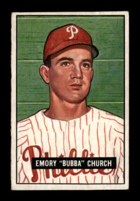 1951 Bowman Baseball #149 Bubba Church VGEX CREASED Philadelphia ...