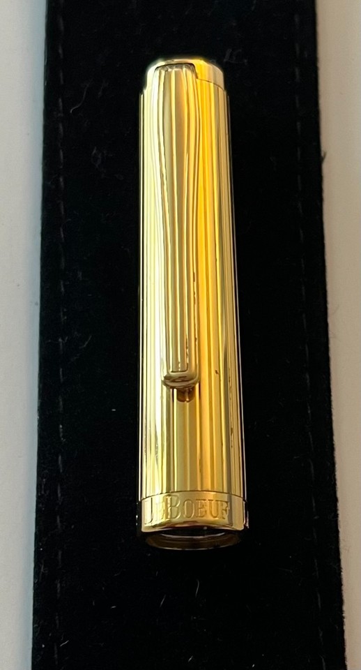 Leboeuf Gold - Plated Fluted pen w/Australian Opal Inlay, Box & Papers ...
