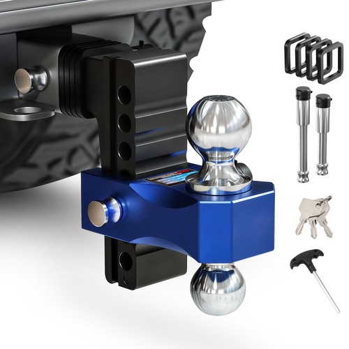 Adjustable Trailer Hitch Dual Ball Drop 2" Receiver Aluminum Tow 6 ...
