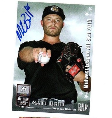 Matt Brill autographed signed 2018 Midwest League All Star card Kane ...
