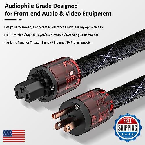 Audiocrast Hi-End Power Cable, 10AWG 3.3FT HiFi Power Cord Pure Copper ...