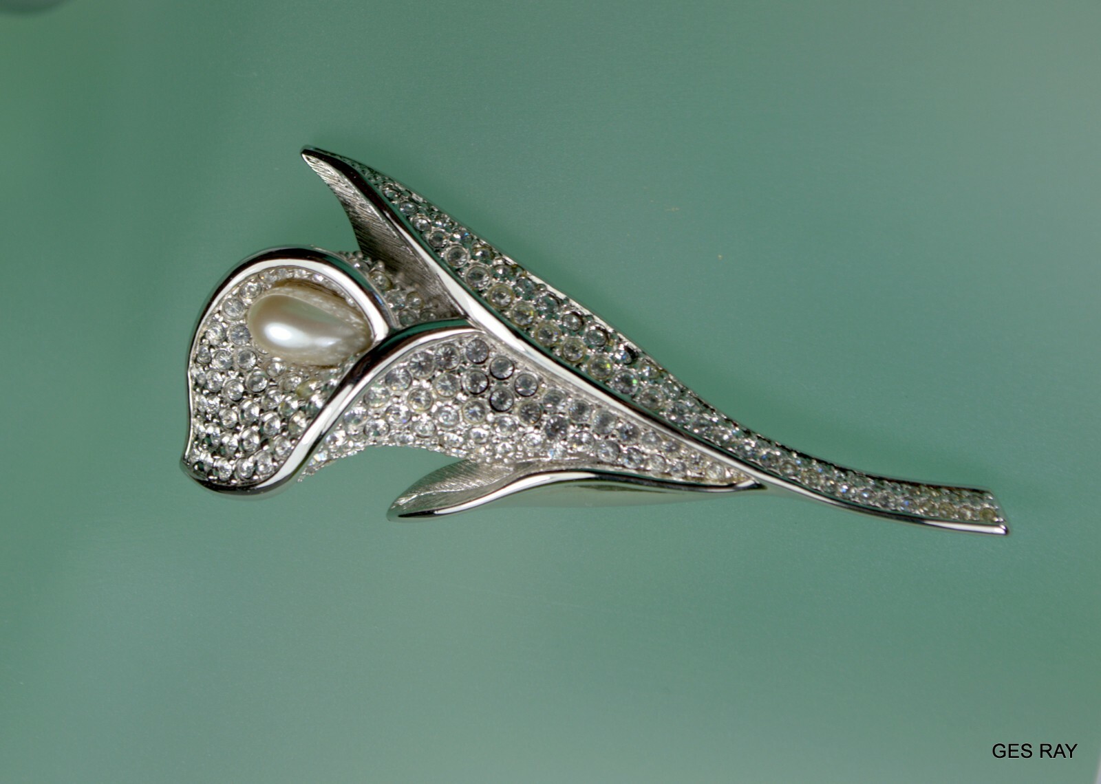 Swarovski Calla Lily Brooch Pin Pave' Crystal Rhodium Brooch Swarovski ...